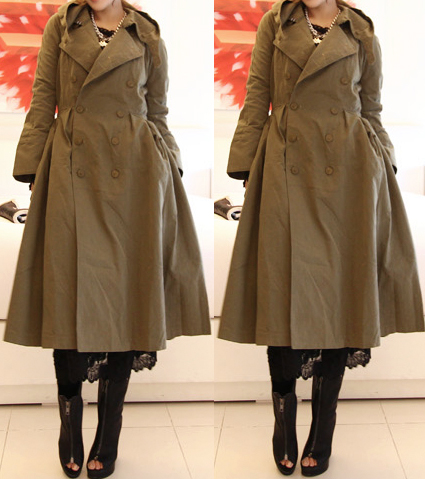 Woman Design A Line Trench Long Coat on Luulla
